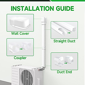 Cestluck 4'' 7.5 Ft Mini Split Line Set Cover, PVC & PP Line Cover Set Universal for Mini Split AC & Central AC