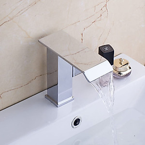 KECTIAKL Bathroom Sink Faucet Single Handle Single Hole Countertop Waterfall Faucet Bathroom Lavatory Faucet Mixer Tap