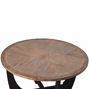 COZAYH Rustic Farmhouse Coffee Table with Crisscross Base, French Country Accent Table for Family, Dinning or Living Room, Modern, Round