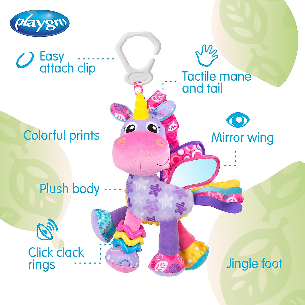 Playgro Baby Toy Activity Friend Stella Unicorn 0186981 for baby infant toddler children is Encouraging Imagination with STEM/STEAM for a bright future - Great Start for A World of Learning