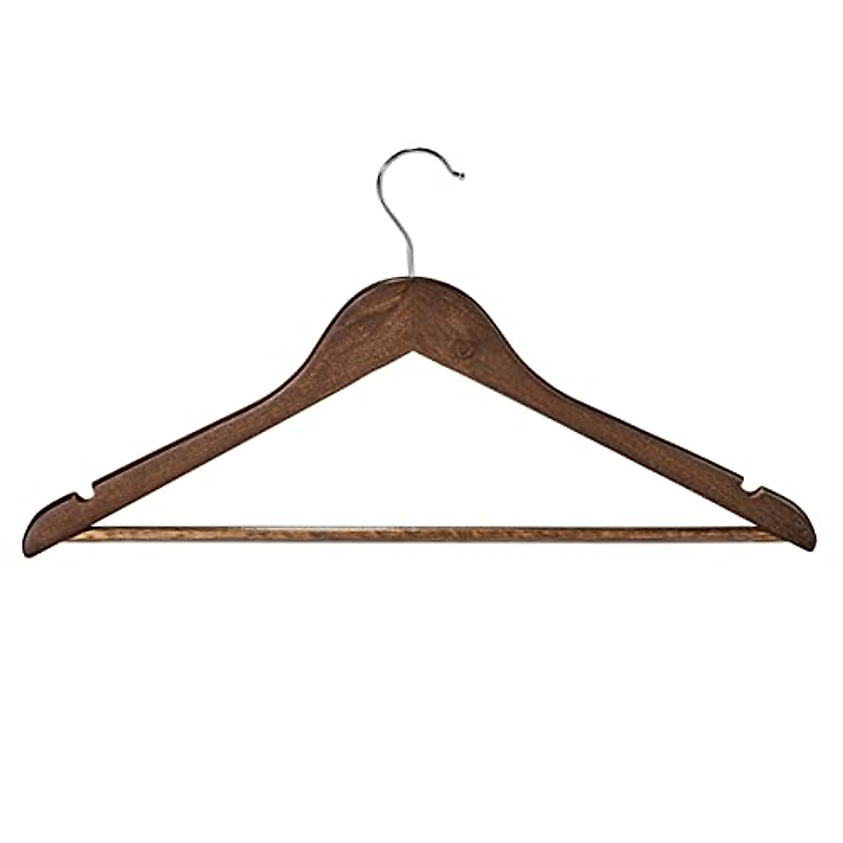 30 Pack Solid Wooden Suit Hangers with Non Slip Bar and Precisely Cut Notches - 360 Degree Swivel Chrome Hook - Vintage Finish Super Sturdy and Durable Wood Hangers