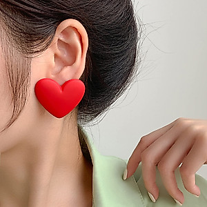 Heart Earrings for Women Valentines Day Earrings Red Heart Stud Earrings Valentines Day Gifts for Girlfriend