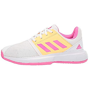 adidas Courtjam X Tennis Shoe, White/Screaming Pink/Acid Orange, 3.5 US Unisex Little Kid