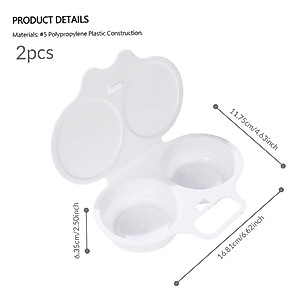 Microwave Egg Cooker Microwave Egg Poacher Microwave Egg Boiler 2Pcs Food Grade PP Microwave Egg Poacher with Lid 2 Cups Handled Heat Resistant Microwave Egg Maker