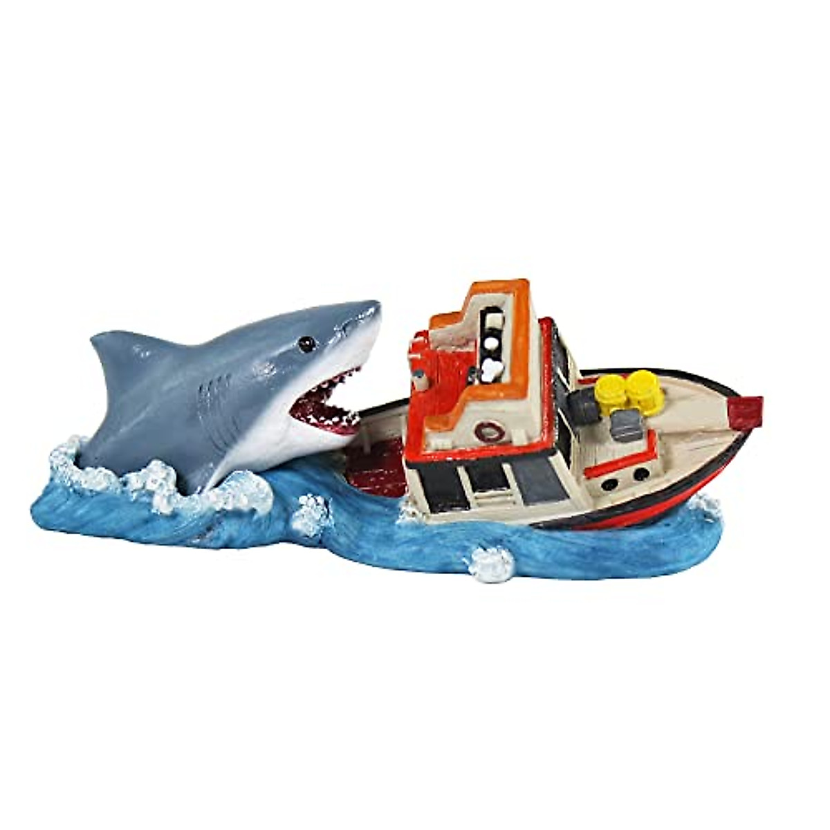 Penn-Plax Jaws Officially Licensed Aquarium Decoration – Boat Attack – Safe for Freshwater and Saltwater Fish Tanks – Small
