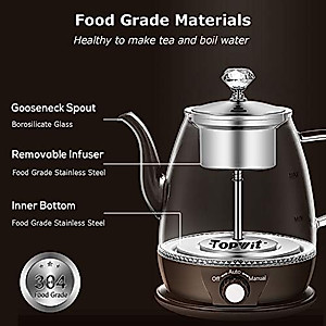 Topwit Electric Kettle, Electric Tea Kettle with Automatic Sprinkling for Tea-brewing, Keep Warm and Dual Modes Electric Tea Maker, 1L Pour Over Teapot & Hot Water Kettle with Stainless Steel Infuser