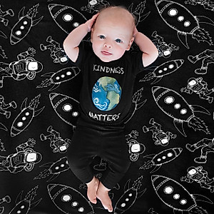 Jaxson's World Outer Space Fitted Crib Sheet, Extra Soft 100% Jersey Knit Cotton, Breathable, Baby and Toddler Sheet - Rocketship and Astronaut