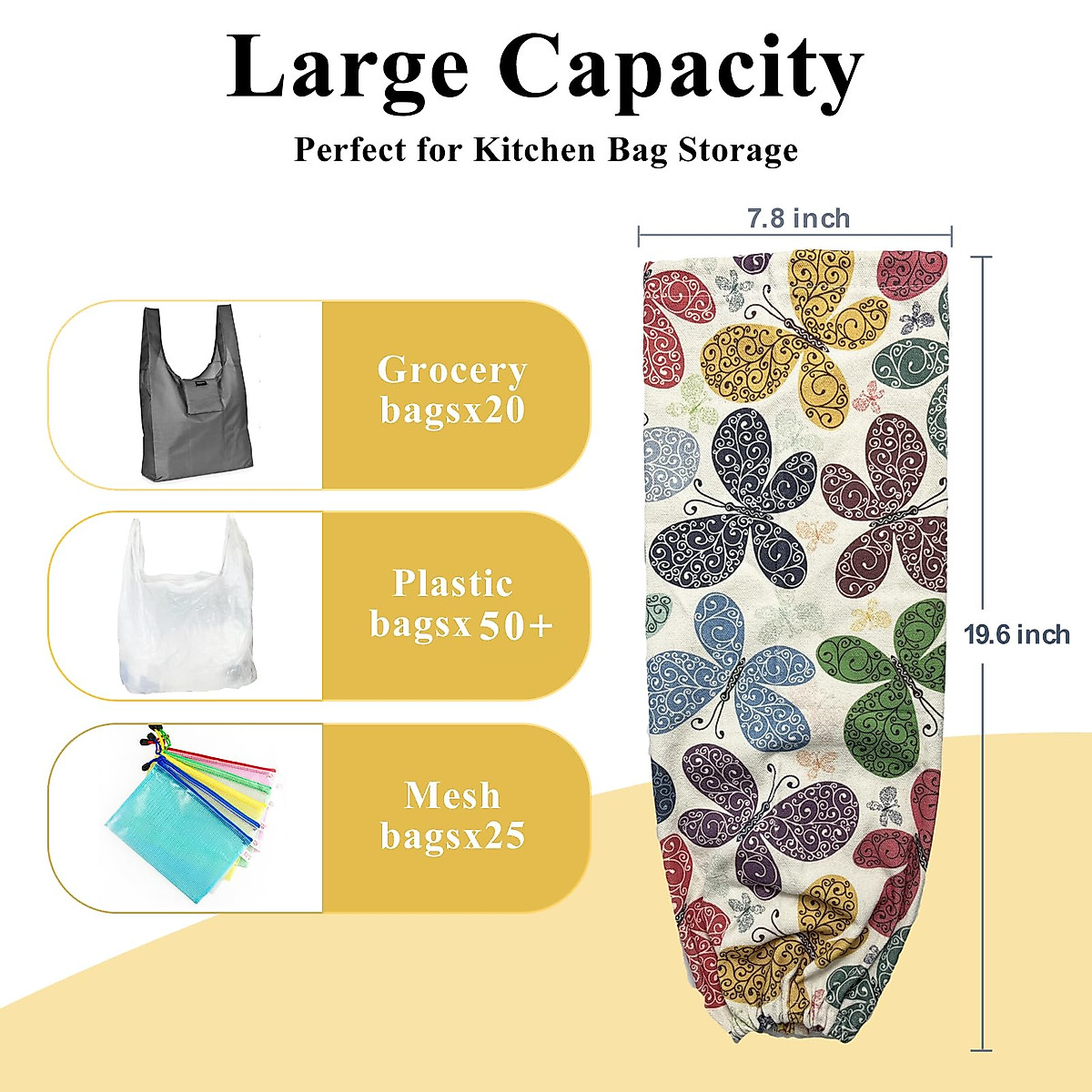 TOGETRUE Plastic Bag Holder, Wall Mount Plastic Bag Organizer Dispenser, Heavy Duty Grocery Bag Storage Holder for Home Kitchen Camper