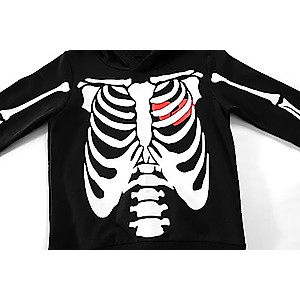 Little Hand Kids Skeleton Hoodie Glow in Dark Halloween Sweatshirt for Boy Pull Over 10-11 Years