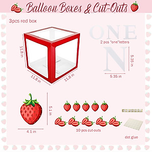 Hombae Strawberry 1st Birthday Party Decorations, Berry Sweet One Berry First Birthday Party Decorations Backdrop Balloon Garland Glitter High Chair Banner Boxes Crown Poster Pink White Red