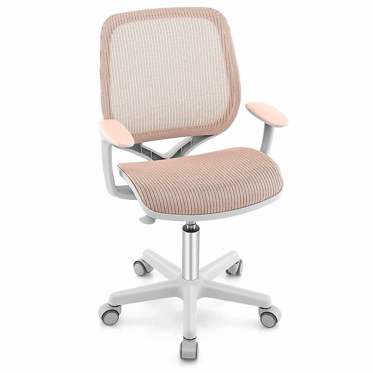 HONEY JOY Kids Desk Chair, Children Computer Chair with Adjustable Height, Ergonomic Kids Office Study Chair with Sit-Brake Wheels, Swivel Mesh Task Desk Chair for Teens Boys Girls (Pink)