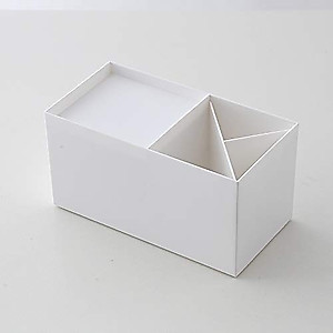 YOSCO Desktop Storage Organizer Mini Box for Office Supplies Container Pen Holder for Desk Cute Pencil Cup Pot Makeup Brush Holder (White)