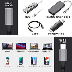 RAOBLU USB C Extension Cable, Type C Male to Female USB C Extension Cord Extension Charging & Sync Thunderbolt 3 for Nintendo Switch MacBook Pro 20162017 Touchbar Dell XPS MS (3.3FT1m)