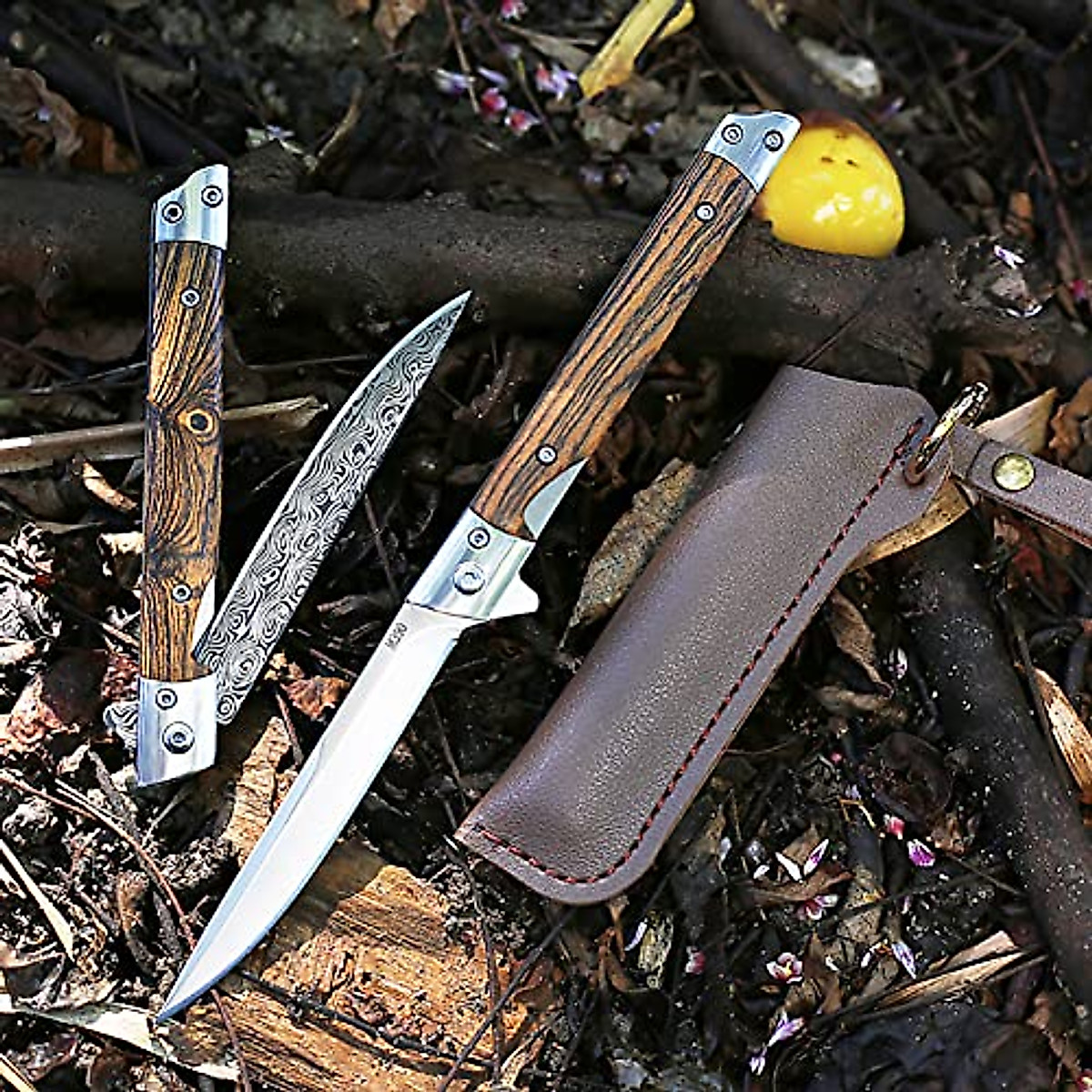 URiver Gifts for Dad from Daughter Son,Anniversary Birthday Gift for Husband Boyfriend,Pocket Knife,Sandalwood Handle Pocket Knife for Camping,Fishing,Hiking or Favorites(Sanding)
