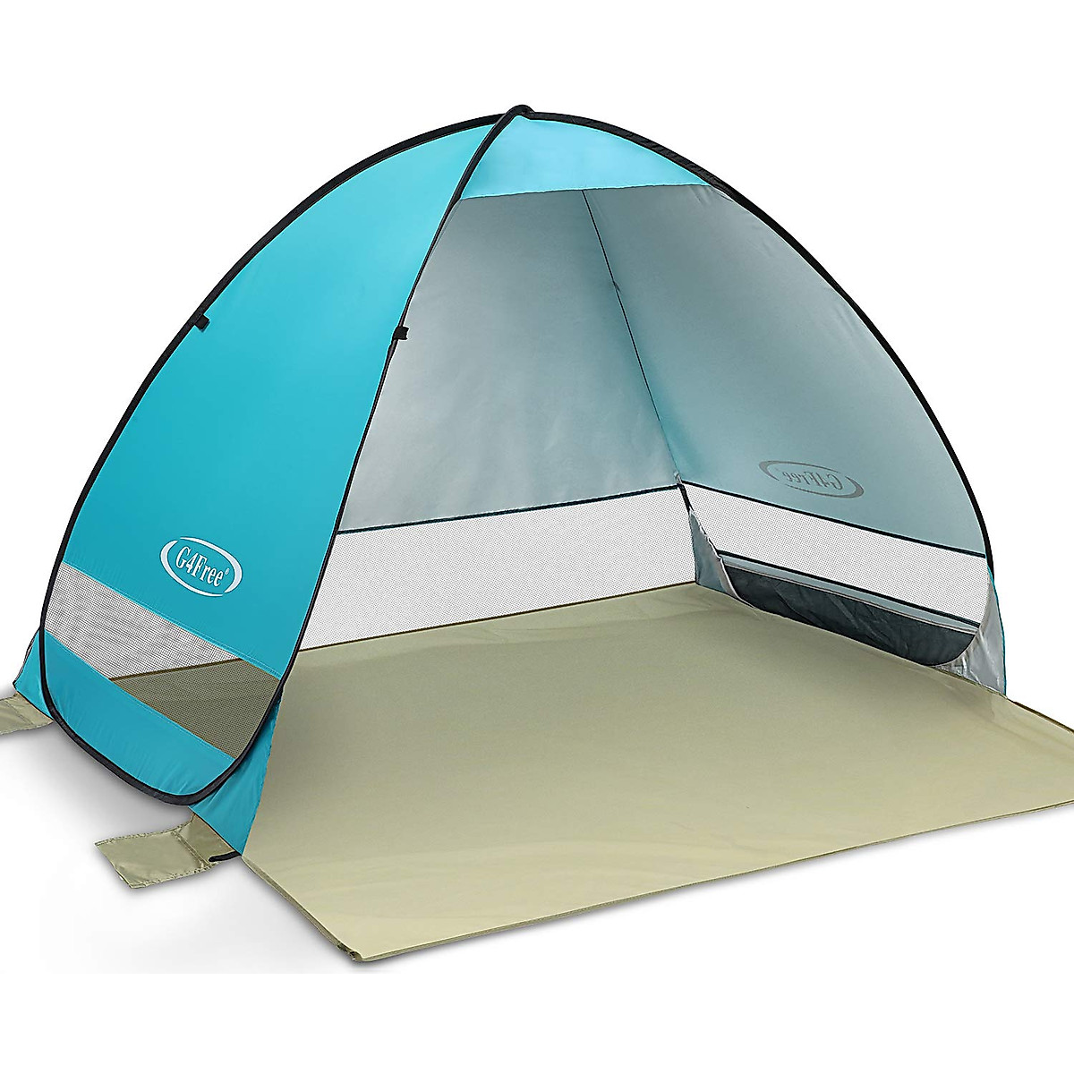 G4Free Portable Beach Tent 2-3 Persons Sun Shade Shelter UPF 50+ Sport Umbrella Canopy with Extendable Floor Foldable Lightweight
