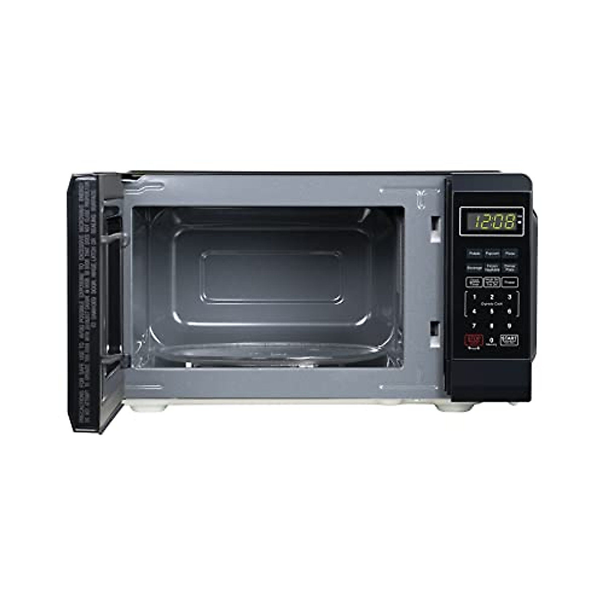 Farberware Compact Countertop Microwave Oven 0.7 Cu. Ft. 700-Watt with LED Lighting, Child Lock, Easy Clean Grey Interior, Retro Black