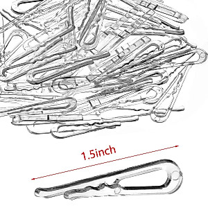 AIMPGSTL 100Pcs Transparent Plastic Alligator Clip 38mm Shirt Fixing Packing Clip U Shape Plastic Clothespins for Ties Socks Pants Shirts