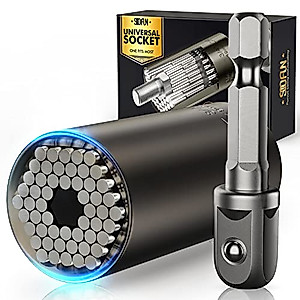 Super Universal Socket Gifts for Men - Tools Christmas Stocking Stuffers for Adults Grip Socket Set with Power Drill Adapter, Gadgets for Men Dad Him Kids Husband Who Have Everything Cool Stuff Ideas