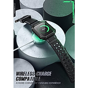 i-Blason Armorbox Compatible with Apple Watch Band [45mm] for Apple Watch Series 9/8/7, Rugged TPU Watch Band with 2-Pack Bumper Cases [Built-in Tempered Glass Screen Protector] (Black, 45mm)