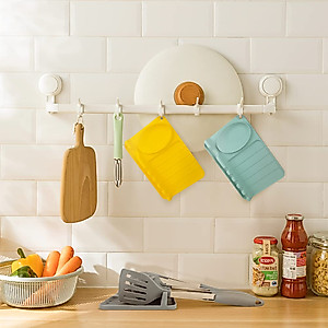 Zilicone Valet Silicone Spoon Rest with Drip Pad - 5 Slotted Spoon Rest for Kitchen Utensils, Tongs, Ladles - Heat Resistant Spoon Holder for Stove Top, Countertops, & Tables (Blue, 1)