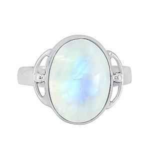 TISHAVI 7.91Cts Moonstone Ring Size 8 For Women, White Stone June Birthstone Jewelry Silver Women'S Day Gifts For Mom Wife Sister
