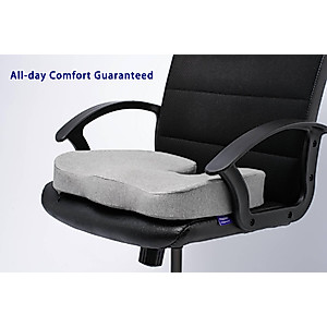 Pubemy Gel Infused High Dense Memory Foam Seat Cushions for Office Chair, Car, Wheelchair-Coccyx Seat Cushion for Tailbone Pain Pressure Relief (Light Grey)