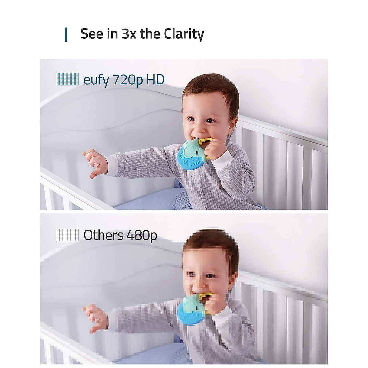 eufy Security Spaceview Video Baby Monitor E110 with Camera and Audio, Security Camera, 720p HD Resolution, Night Vision, 5" Display, 110° Wide-Angle Lens Included, Lullaby Player, Sound Alert