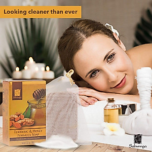 Sabunnga Turmeric Soap Bar - Natural Turmeric Soaps Honey , PH Balance Bars For Face & Body , Fade Dark Spots Gentle Exfoliating