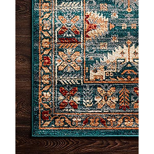 Loloi II Isadora Collection Distressed Persian Area Rug, 2'-0" x 3'-0", Lagoon/Multi