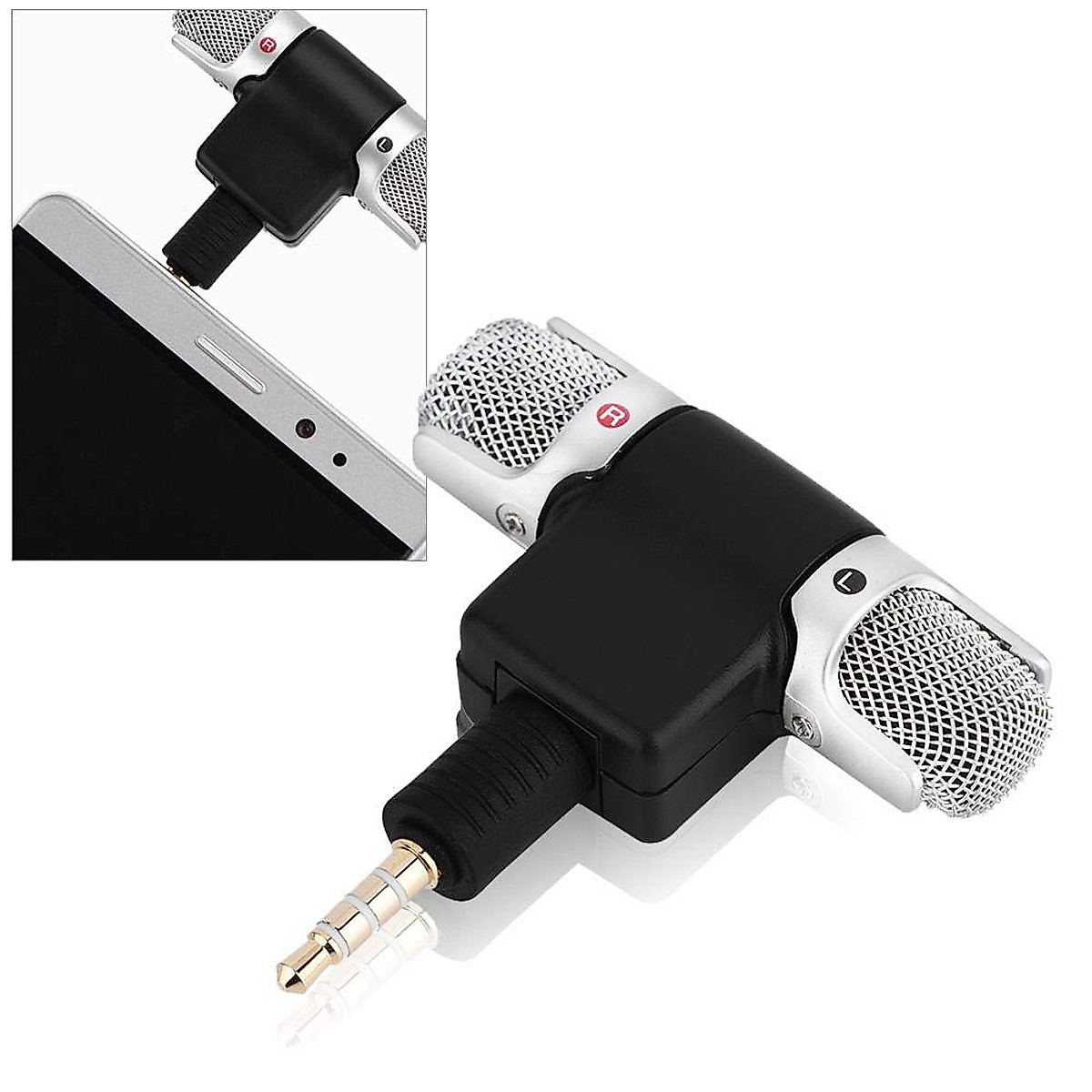 Microphone for Phone, Mini Stereo Microphone Mic 3.5mm Gold-Plating Plug Jack for Andriod Phones