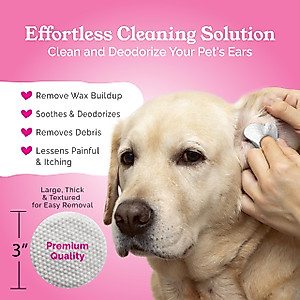 Biidey Dog Ear Wipes, Ear Cleaner for Dogs and Cats, Relieve Ear Itching, Inflammation & Infections, Clean Ear Wax, Debris, Soothe & Deodorize, Natural Organic Essential Grooming Supplies, Paw Cleaner