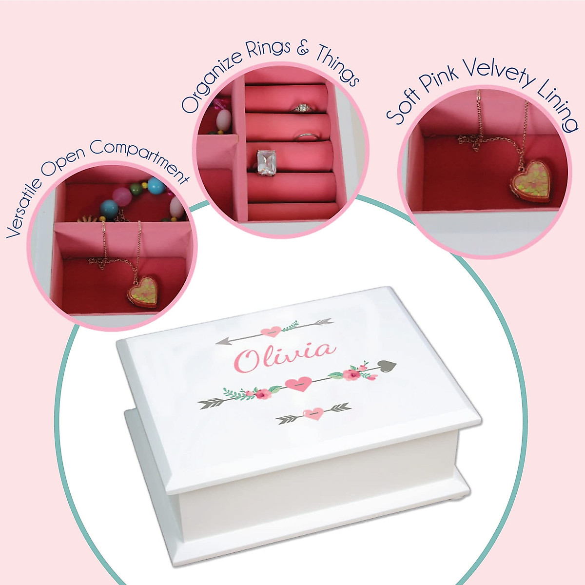 My Bambino Personalized Butterfly Garland Lift Top Jewelry Box