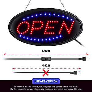 FITNATE LED Open Sign with Remote, Ultra Bright Electric Light Up Signs for Business, Timing Function, 2 Lighting Modes Flashing & Steady, Advertisement Board for Store, Bar, Hotel, Cafe (19x10 in)