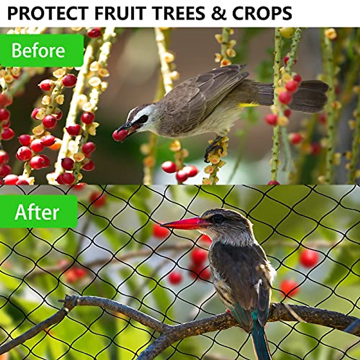 Thicken Garden Mesh Netting with 50 Pack Zip Ties, 7 x 100 FT Black Bird Netting for Garden Protect, Fruit Tree Netting Garden, Trellis Netting Plant Cover for Plant Flower Vegetable Health Growing