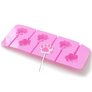 Newk Lollipop Silicone Mold, 4 Packs 6- Cavity Non-Stick Paw Silicone Molds for Lollipop Chocolate Candy