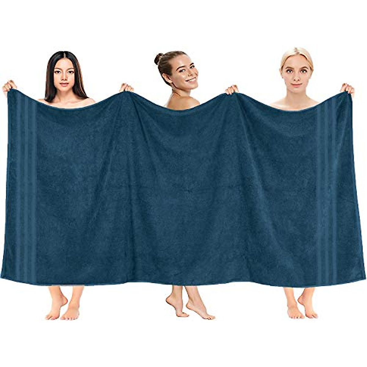 DAN RIVER Bath Sheets Set of 2 – 550 GSM Ultra Super Soft & Highly Absorbent Sheets – 100% Cotton Jumbo Large Bath Towels for Bathroom, Home, Hotel, Spa, Beach, Pool, Gym – 35”x70” in Blue Opal