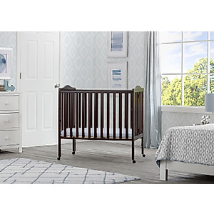 Delta Children Folding Portable Mini Baby Crib & Twinkle Stars 3-Inch Waterproof Portable Crib Mattress, Dark Chocolate