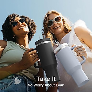 Bailkind 40oz 1180ml Tumbler With Straw and Lid X2, Spill-Proof Double Wall Stainless Steel Vacuum Insulated Cup Travel Flask Mug With Handle for Water, Iced/Hot Tea or Coffee