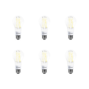 Sylvania Reduced Eye Strain A21 LED Light Bulb, 3-Way 40W / 60W / 100W, 13 Year, Dimmable, Clear, 2700K, Soft White - 6 Pack (41231)
