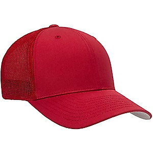 Flexfit Unisex-Adult's Mesh Fitted, Red, One Size