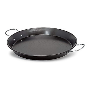 Ecolution Sol Paella Pan – Eco-Friendly PFOA Free Hydrolon Non-Stick – Heavy Duty Carbon steel with Riveted Chrome Plated Handles – Dishwasher Safe – Limited – Black– 15” Diameter
