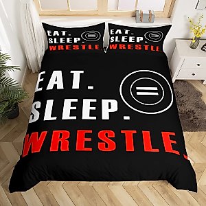 Wrestle Duvet Cover Sports Theme Bedding Set for Kids Boys Girls Teens Room Wrestling Decor Comforter Cover Set Super Soft Bedspread Cover 2Pcs Zipper Twin Size