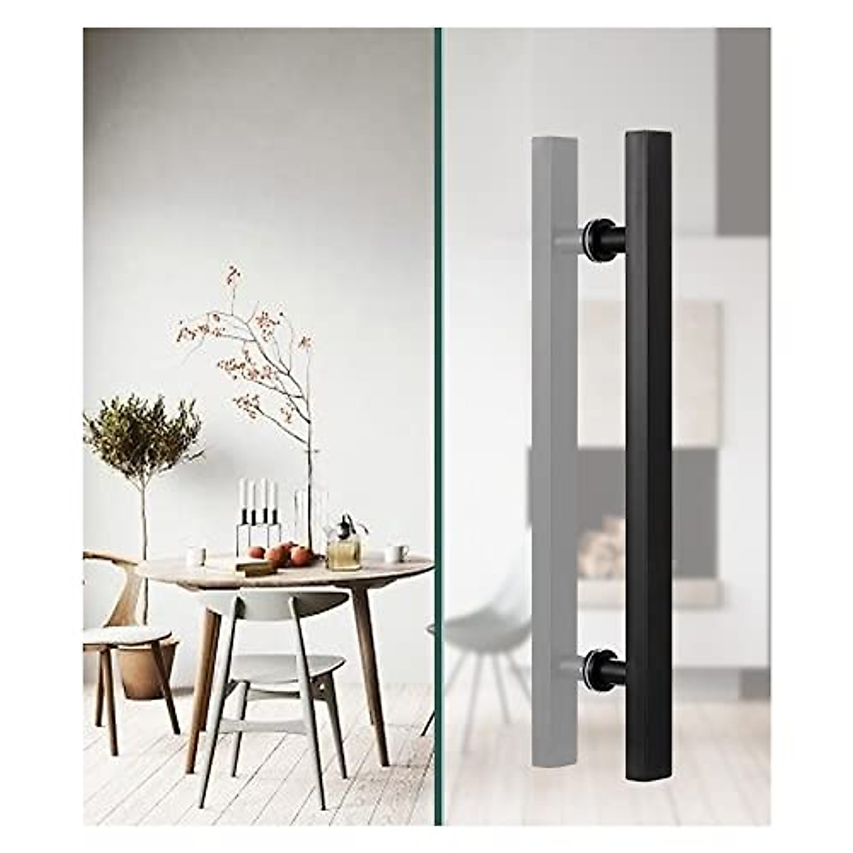 Heavy Duty Commercial Sliding Glass Barn Door Handle Pull, H-molding Contemporary Interior Exterior Door Pull Push Handles, 20/23/32/47/59inch Long, Back-to-Back Mount (Matte Black 120cm/47.2in)