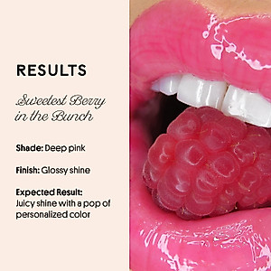 Winky Lux Fruity Gloss pH Lip Stain, Non Sticky Lip Gloss, Tinted Lip Oil, Lip Lacquer, Yummy Fruit Lipgloss, Jojoba Oil for Hydration & Shine, Raspberry