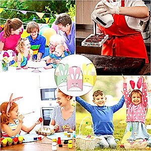 Whaline 24pcs Easter Treat Boxes Happy Easter Gift Box with Handle Cute Bunny Rabbit Easter Basket Containers Rabbit Shape Candy Goody Cookie Box Holder For School Classroom Party Favor Supplies