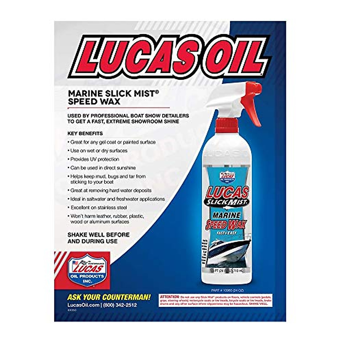 Lucas Oil 10980 Slick Mist Marine Speed Wax, 24 Oz