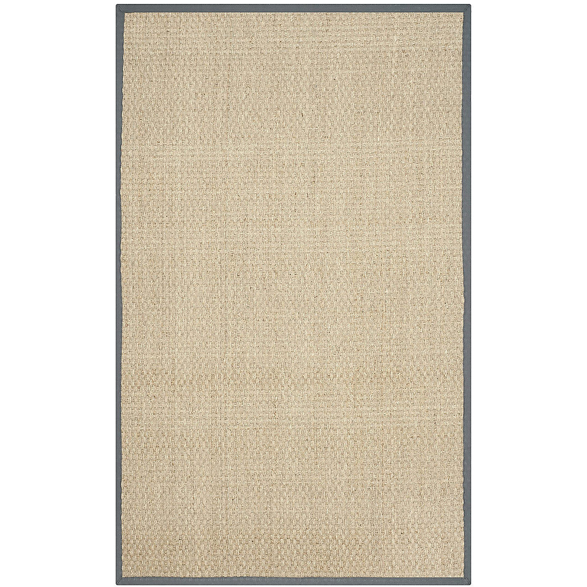 SAFAVIEH Natural Fiber Collection Area Rug - 5' x 8', Natural & Dark Grey, Border Basketweave Seagrass Design, Easy Care, Ideal for High Traffic Areas in Living Room, Bedroom (NF114Q)