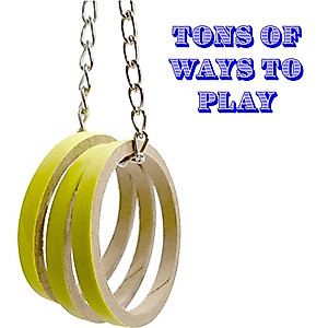 Mandarin Bird Toys by M&M - 8004 Pk12 3.5 Inch Skinny Yellow Donut, Colorful Cardboard Classic Chew Bird Foot Toys, Lots of Shreddable Layers, Add to Toys, Great for Medium to Large Size Pets