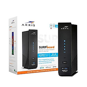 ARRIS SURFboard SBG7600AC2 DOCSIS 3.0 Cable Modem & AC2350 Wi-Fi Router | Approved for Comcast Xfinity, Cox, Charter Spectrum & more | Four 1 Gbps Ports | 800 Mbps Max Internet Speeds 2 Year Warranty
