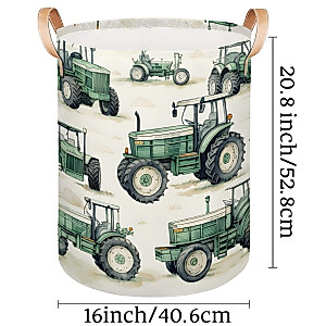 Gumuslen Tractor Truck Laundry Basket Collapsible Dirty Clothes Laundry Hamper Canvas Waterproof Storage Baskets Baby Toys Organizer Bin Kids Nursery Hamper for Bathroom Bedroom